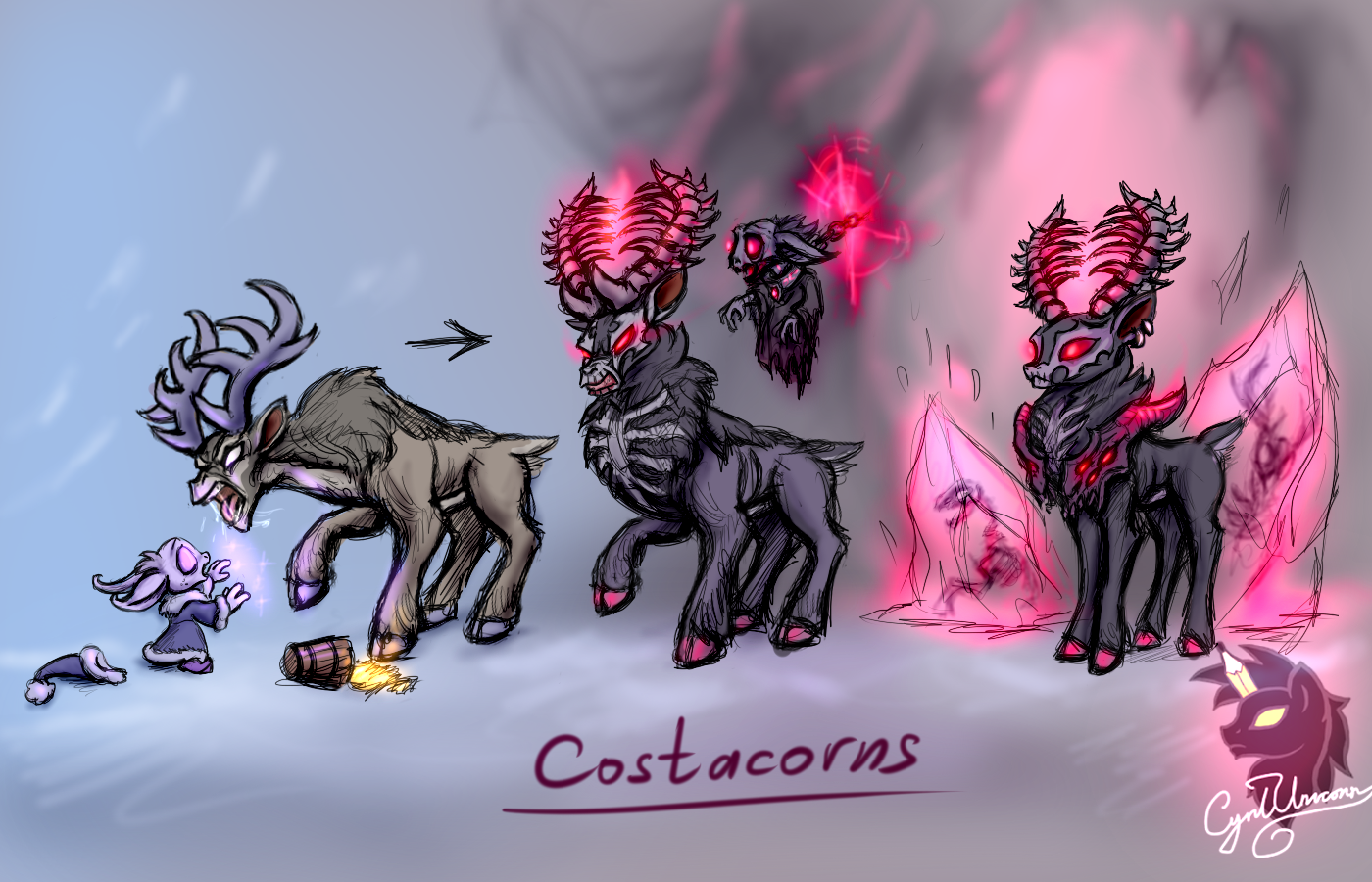 #1803377 - safe, artist:cyrilunicorn, oc, deer, reindeer, undead ...