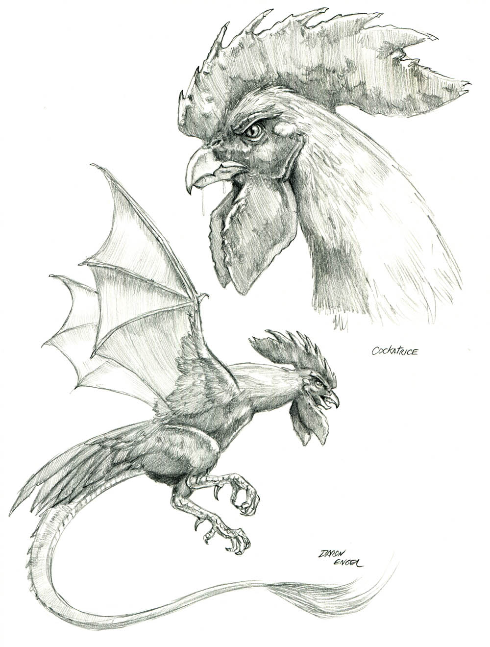 #1815315 - safe, artist:baron engel, cockatrice, bust, grayscale ...