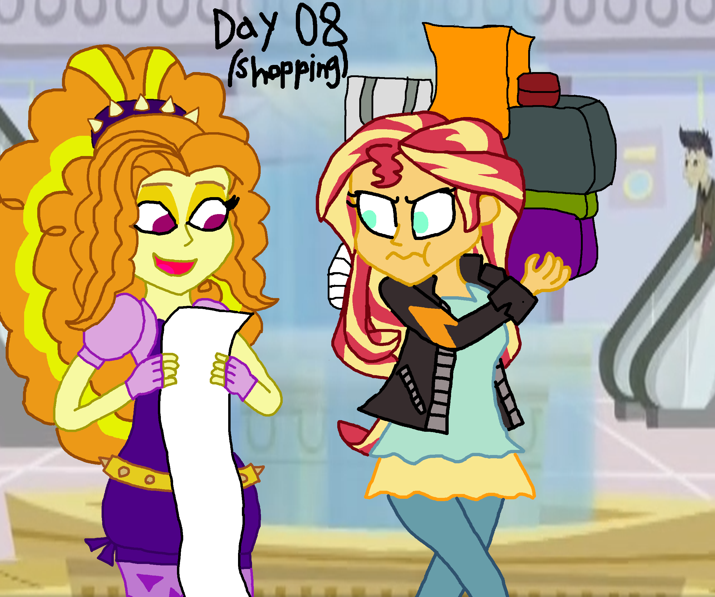 #1828726 - safe, edit, editor:ktd1993, screencap, adagio dazzle, cranky doodle donkey, sunset ...