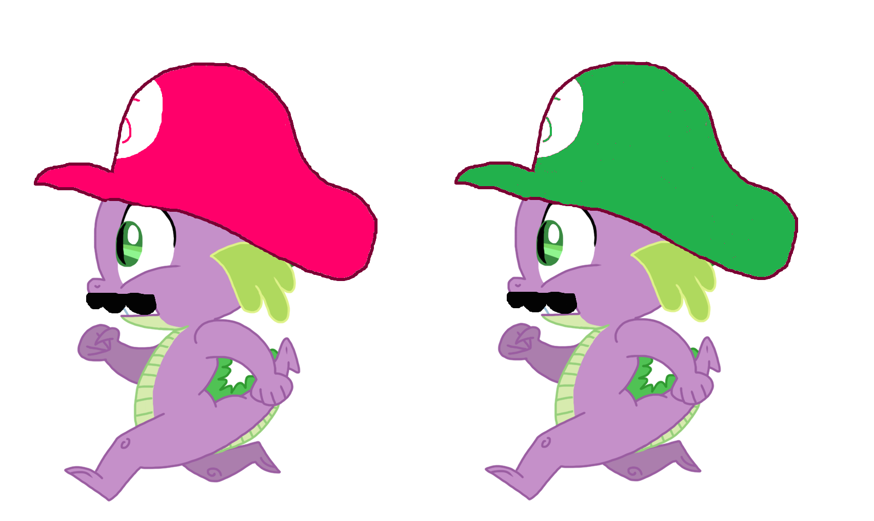 #2176189 - safe, spike, dragon, hat, luigi, male, mario, running, solo ...