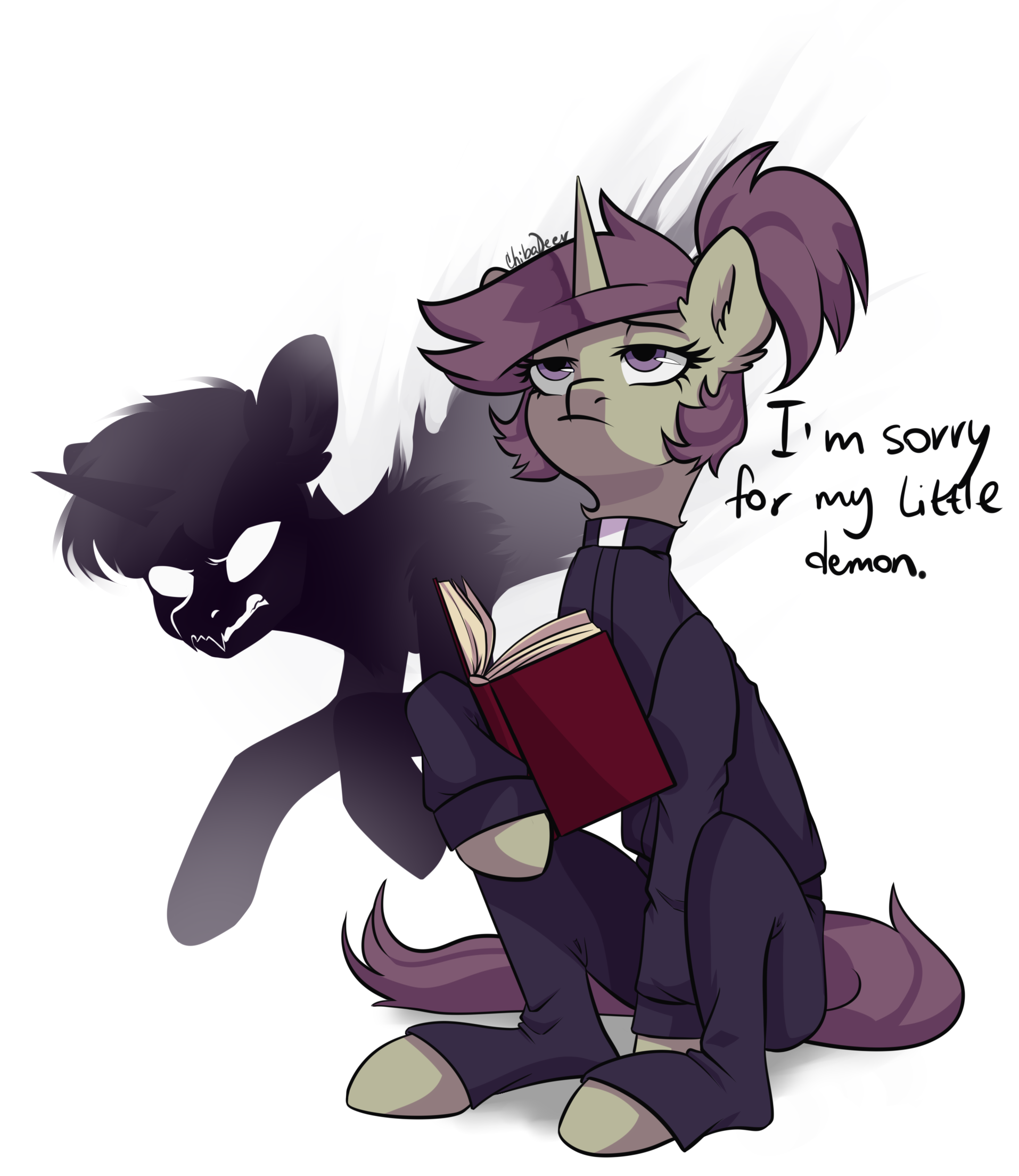 #2179638 - safe, artist:chibadeer, oc, oc only, oc:lavrushka, demon ...