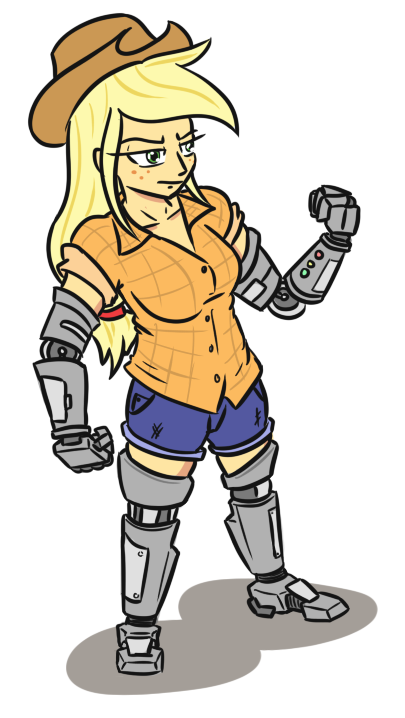 #2162480 - safe, artist:jargon scott, applejack, cyborg, human, amputee ...