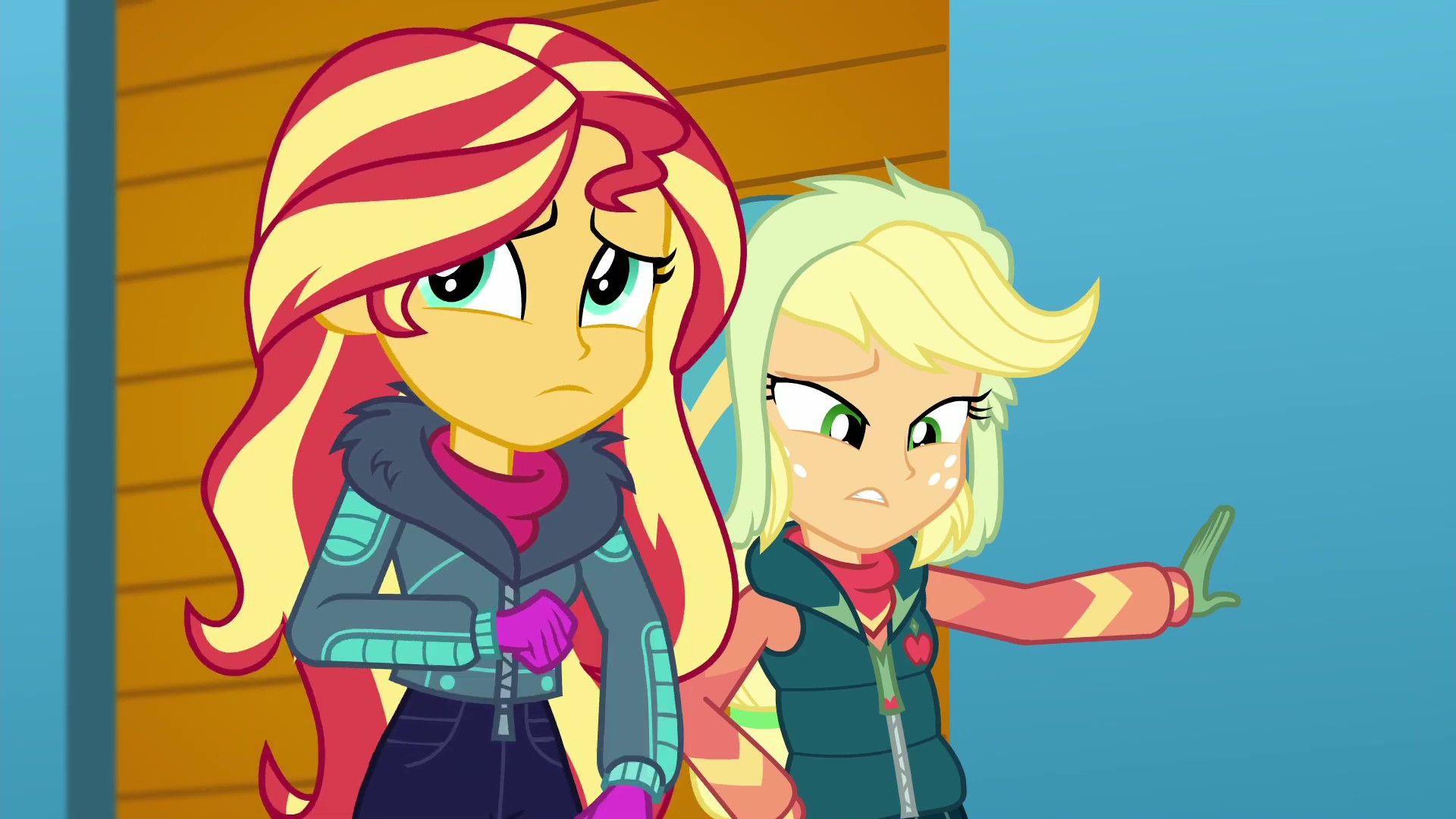 #2215510 - safe, screencap, applejack, sunset shimmer, equestria girls ...