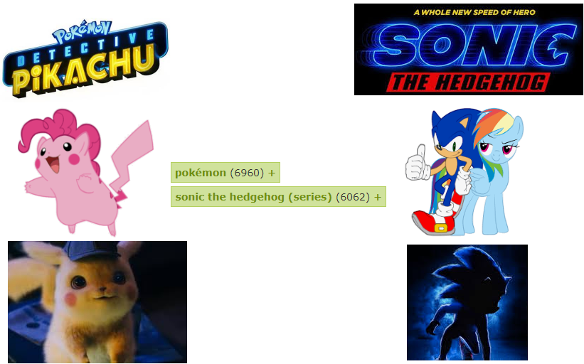 #1973338 - safe, pinkie pie, rainbow dash, pikachu, g4, comparison ...