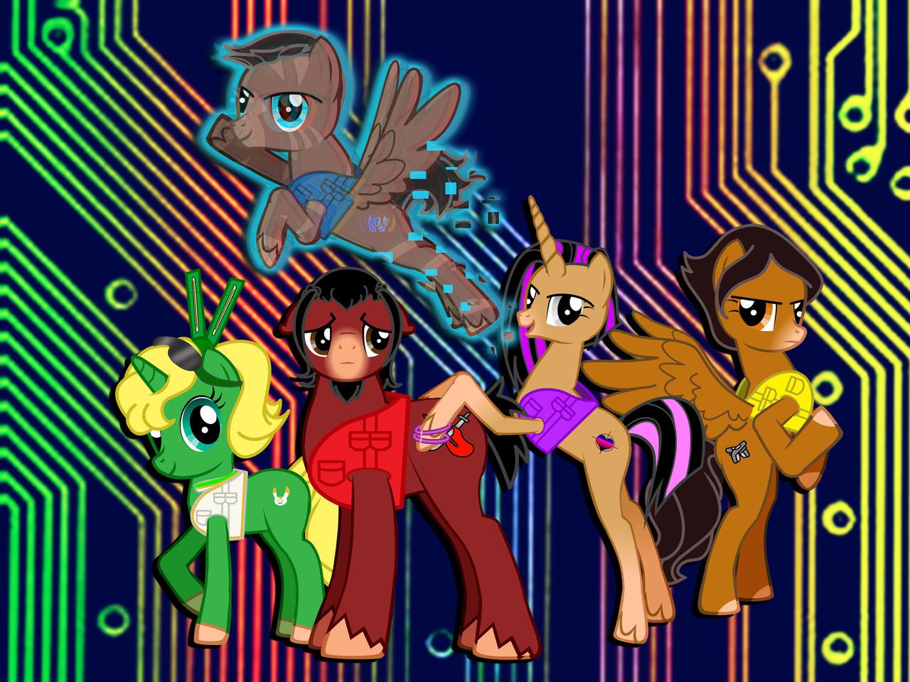 #1976670 - safe, artist:odiz, earth pony, hybrid, pegasus, pony ...