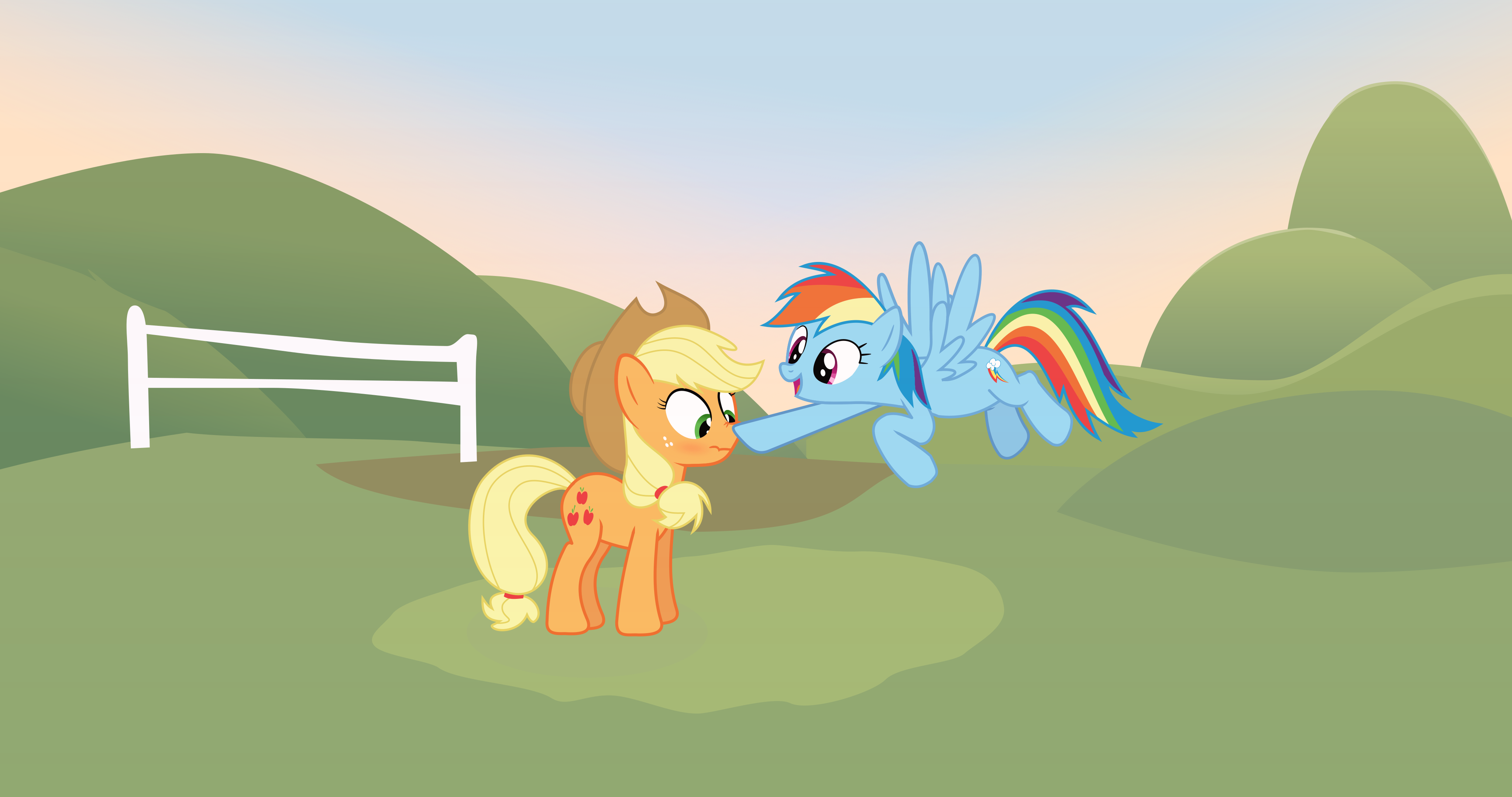 #2013175 - safe, artist:mazli, edit, applejack, rainbow dash, pony ...