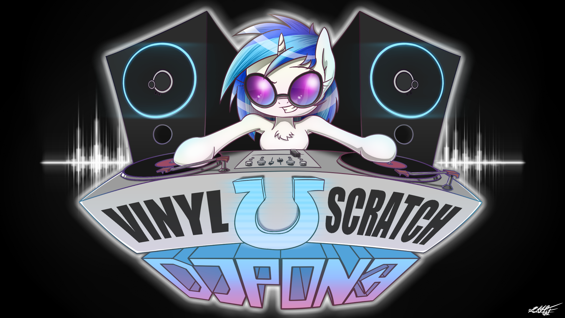 #2050223 - safe, artist:phoenixrk49, dj pon-3, vinyl scratch, pony ...