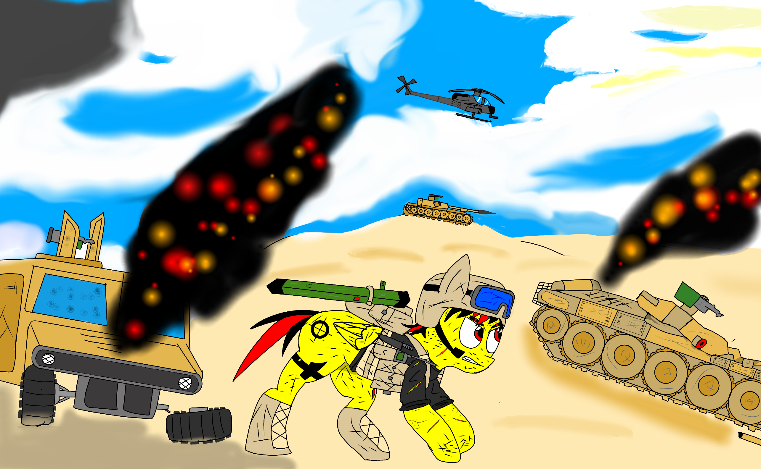 #2053628 - safe, artist:tuxrap, oc, pony, desert, helicopter, lineart ...