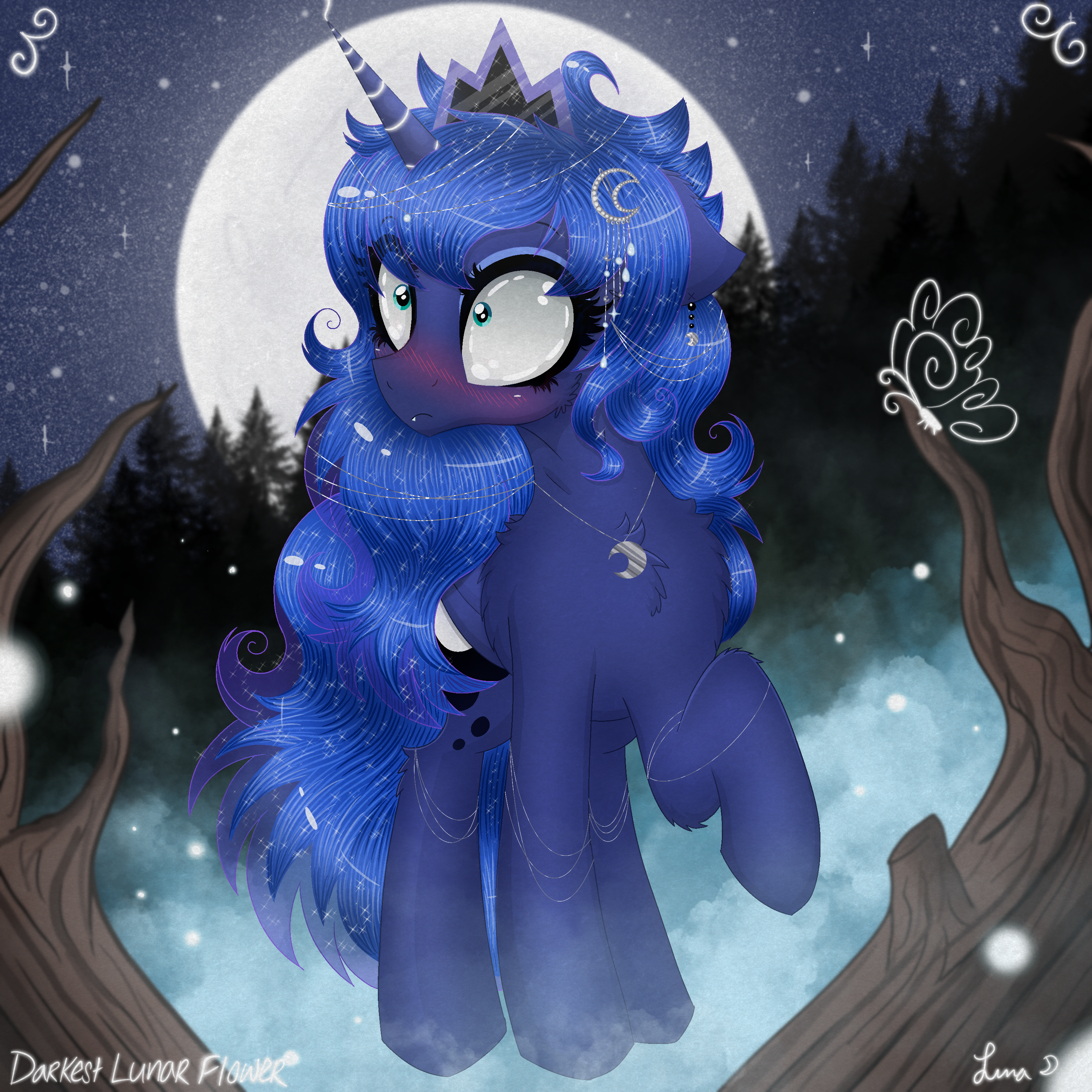 #2063306 - safe, artist:darkest-lunar-flower, princess luna, butterfly ...