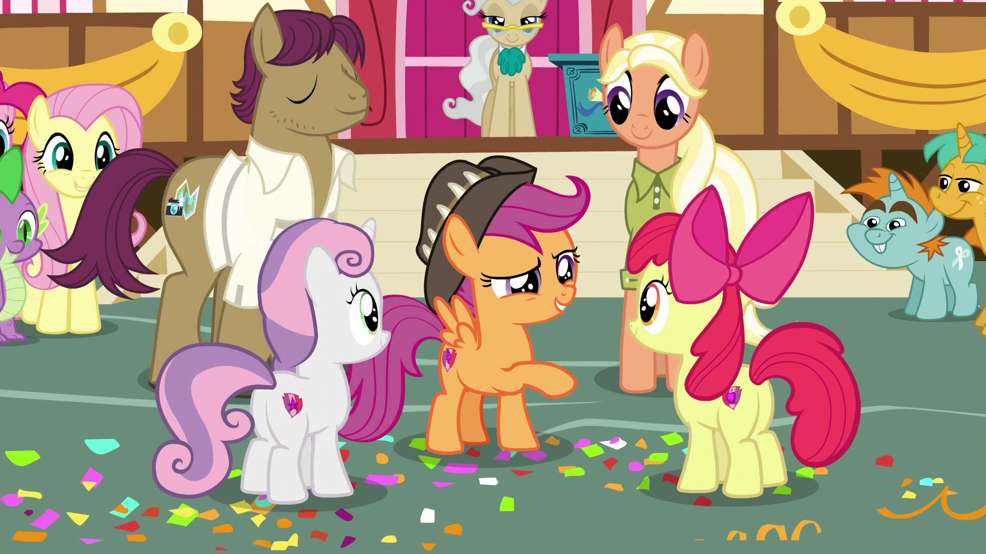 #2100985 - safe, screencap, apple bloom, fluttershy, mane allgood ...