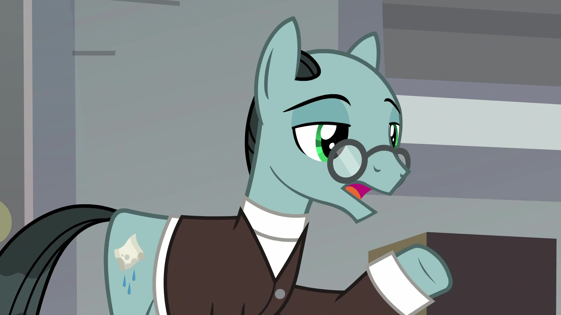 #2114036 - safe, screencap, sans smirk, pony, the last laugh, male ...