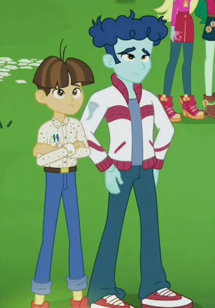 #2127091 - safe, screencap, curly winds, derpy hooves, some blue guy ...