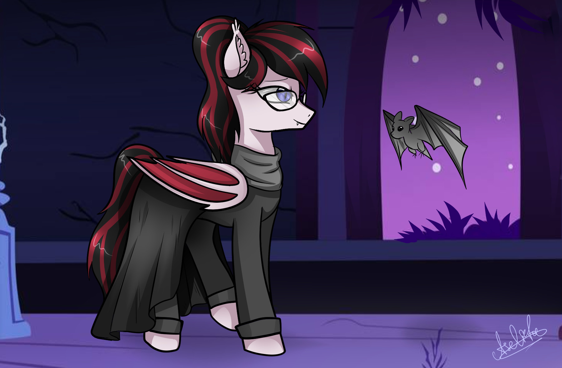 #2140102 - safe, artist:aselita selter, oc, bat, bat pony, pony, bat ...