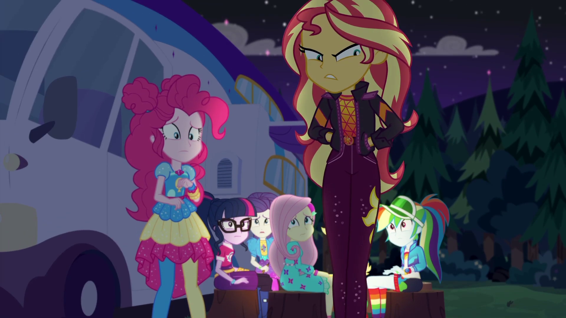 #2242864 - safe, screencap, applejack, fluttershy, pinkie pie, rainbow dash, rarity, sci-twi ...