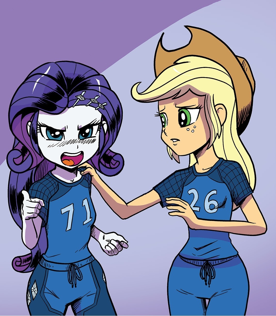 #2307045 - safe, artist:pencils, edit, applejack, rarity, equestria ...