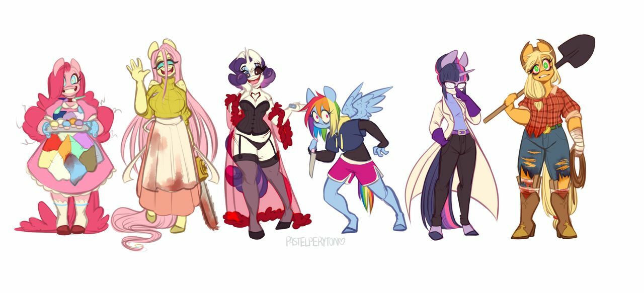 #2346925 - grimdark, artist:pastelperyton, applejack, fluttershy ...