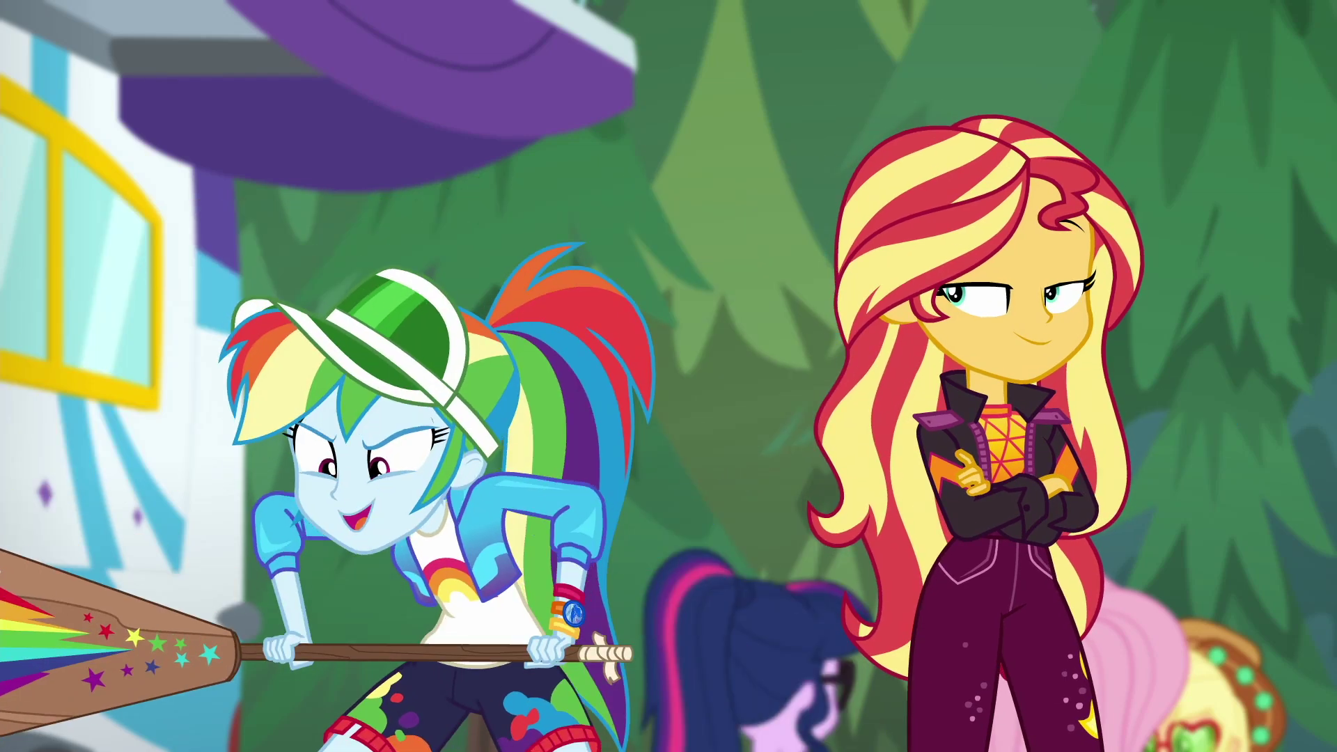 #2362466 - safe, screencap, applejack, fluttershy, rainbow dash, sci ...