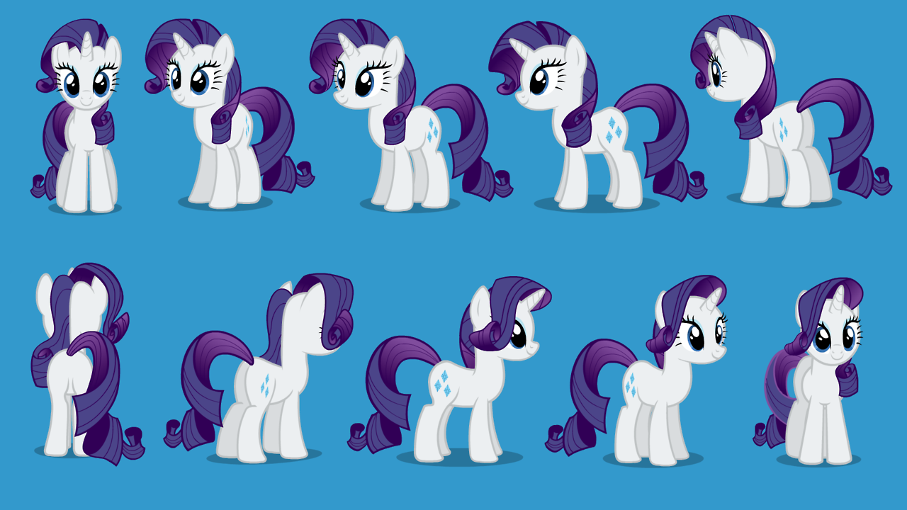 #2377732 - safe, rarity, pony, unicorn, 3/4 view, blue background, butt ...