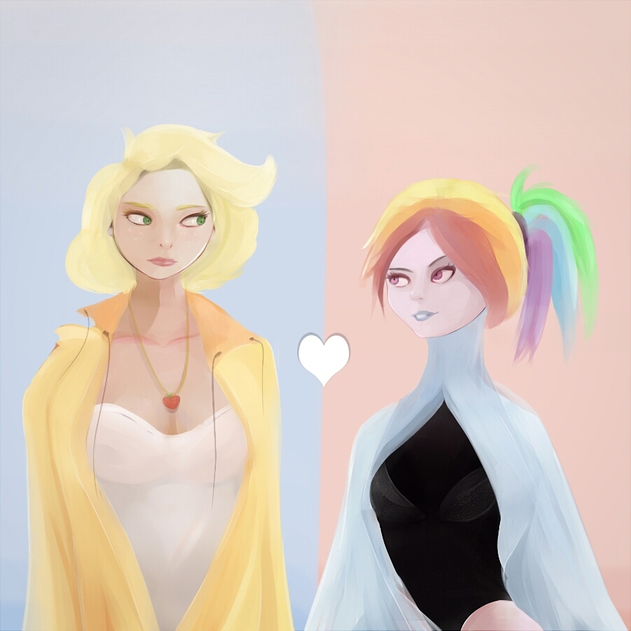 #2398841 - safe, artist:scarlet wayfarer, applejack, rainbow dash ...