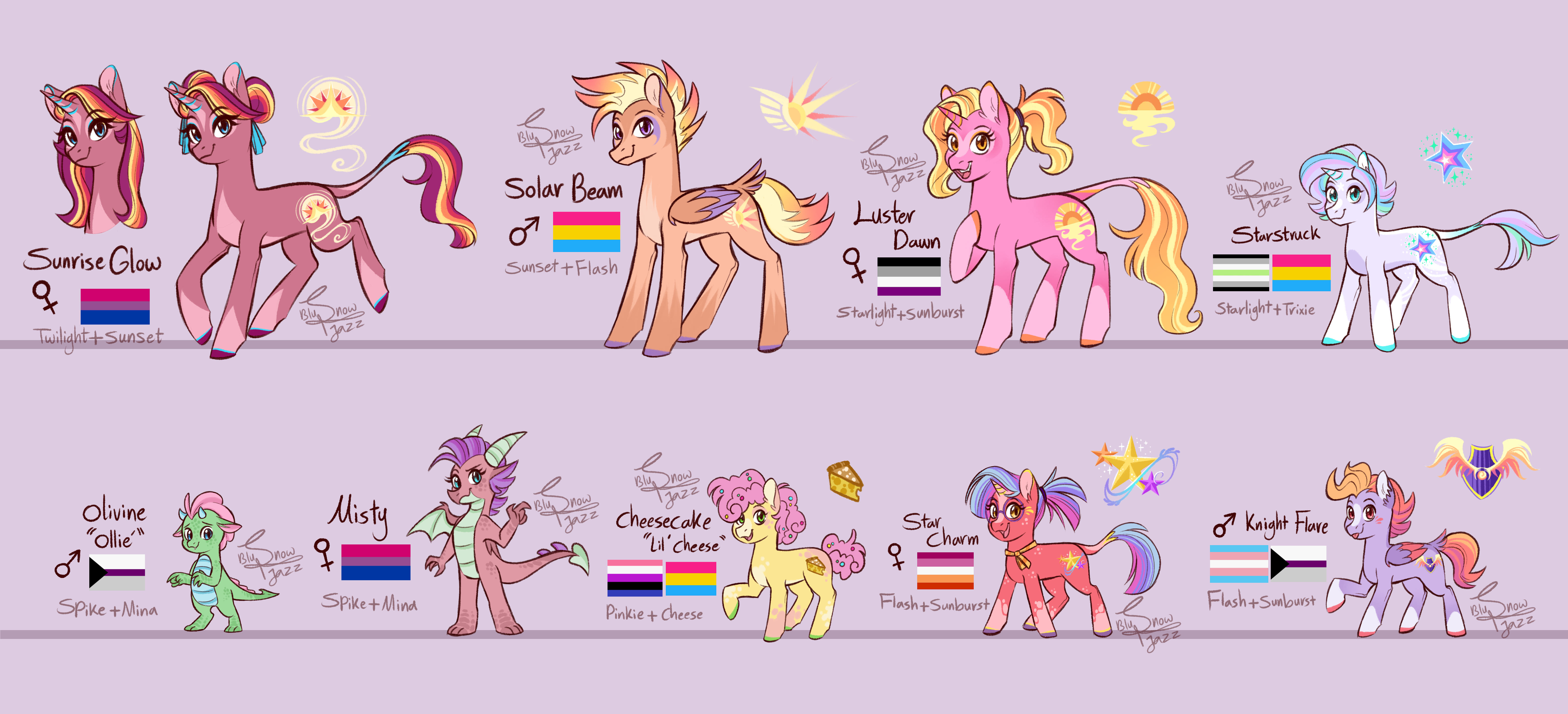 #2400231 - safe, artist:snowballflo, li'l cheese, luster dawn, oc, oc ...