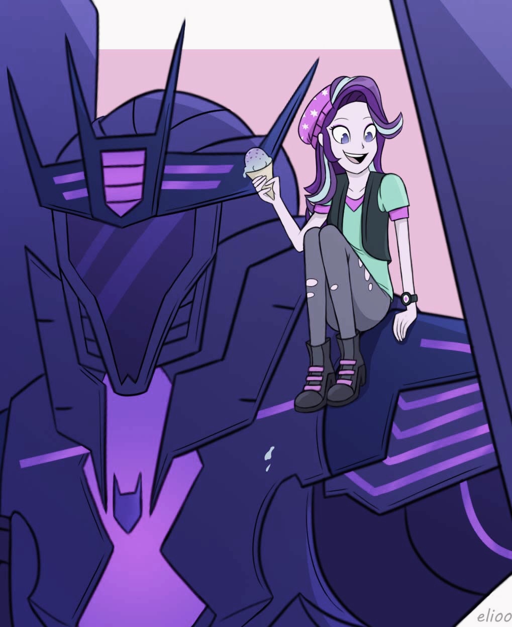 #2392896 - safe, artist:elioo, starlight glimmer, human, robot ...