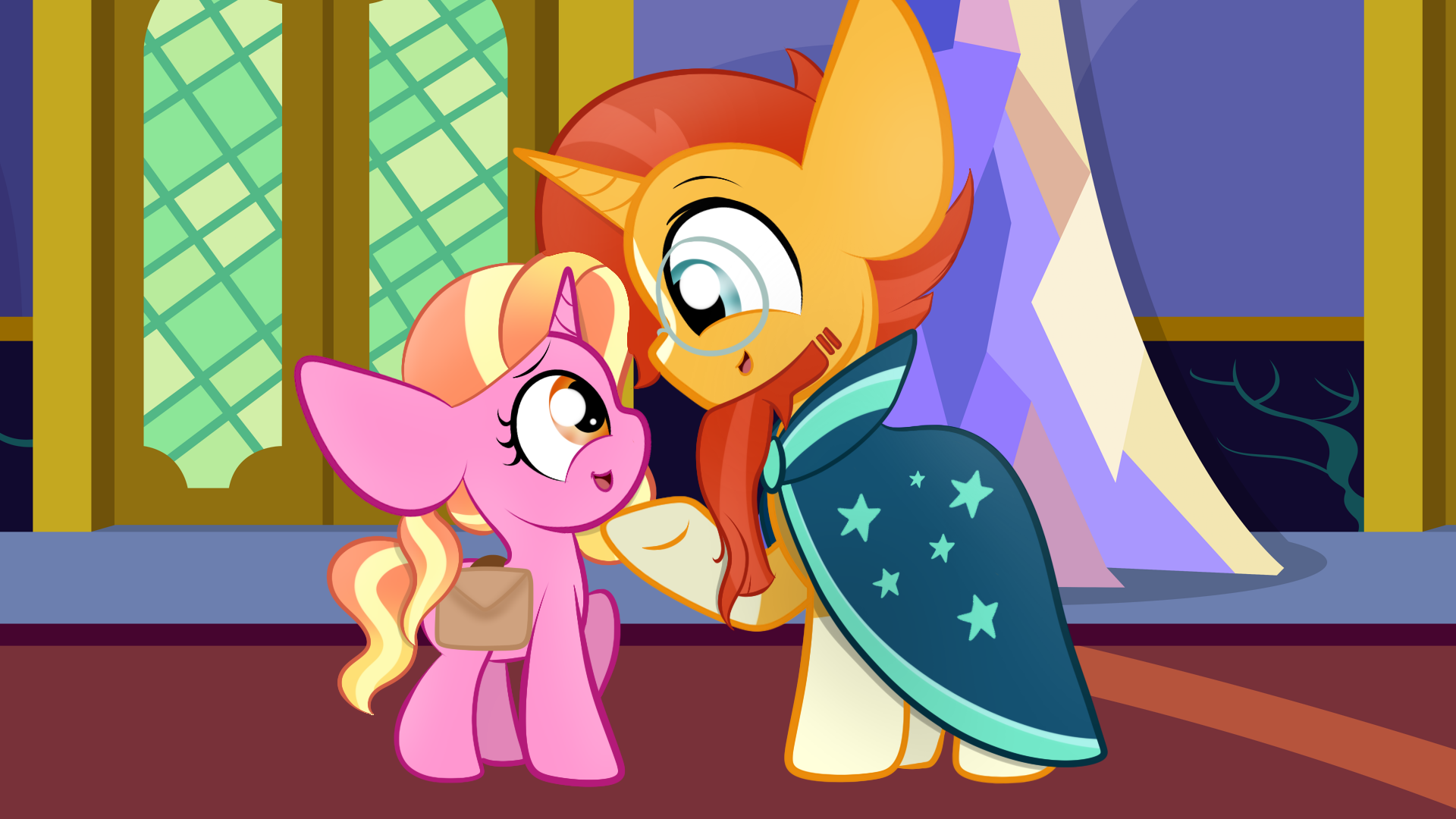 #2435827 - safe, artist:sugarcloud12, luster dawn, sunburst, pony ...