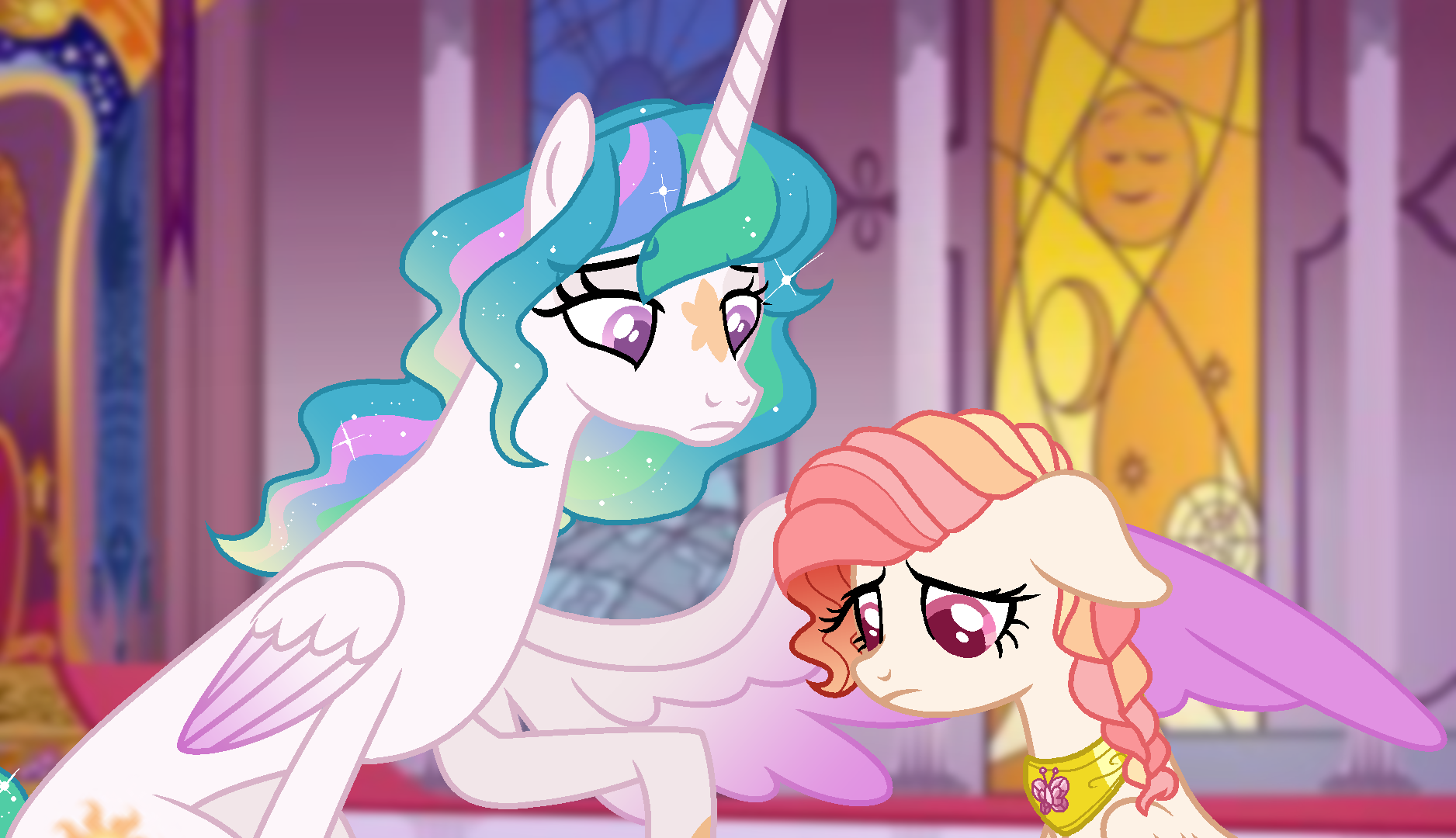 #2528611 - safe, artist:gallantserver, princess celestia, oc, oc:kindle ...