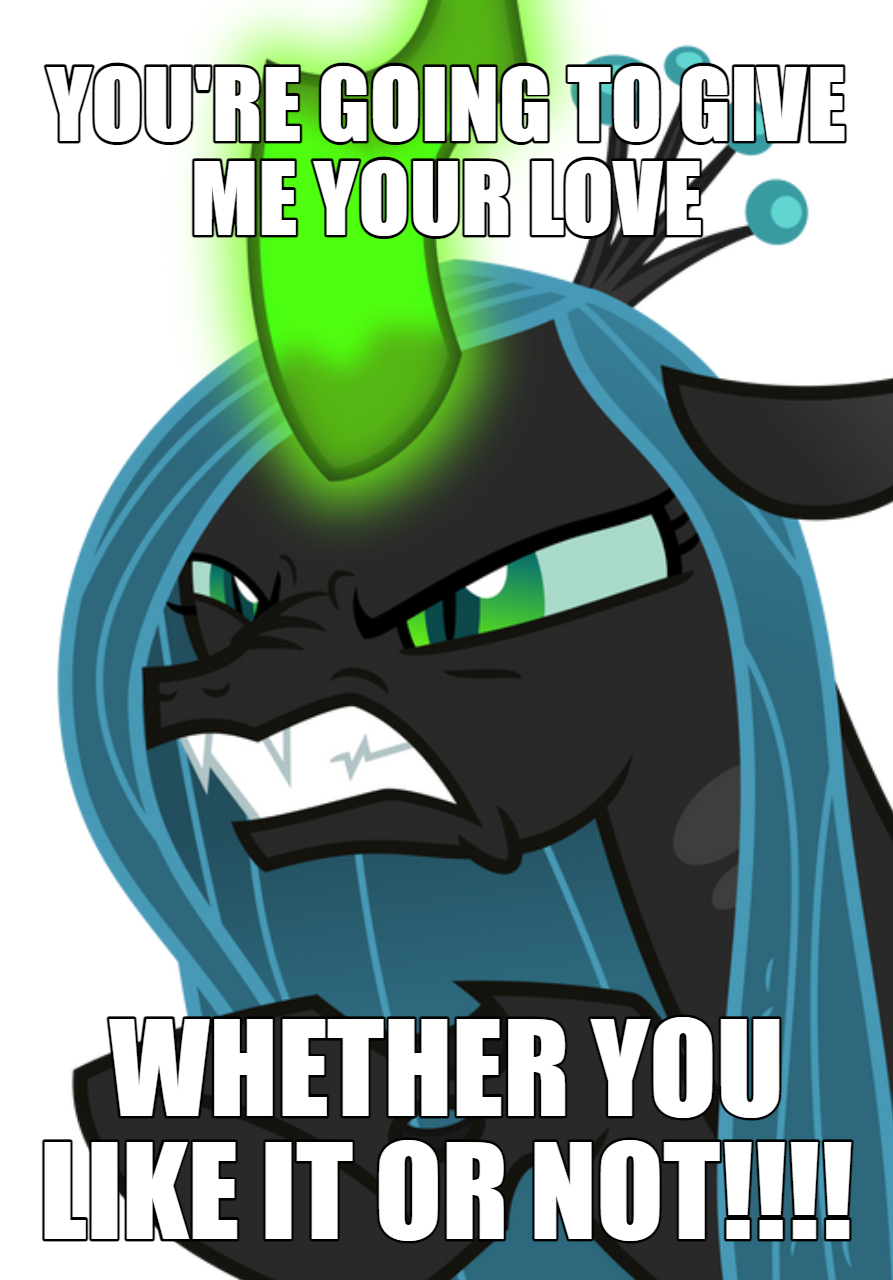 #2530822 - safe, queen chrysalis, changeling, angry, caption, close-up ...