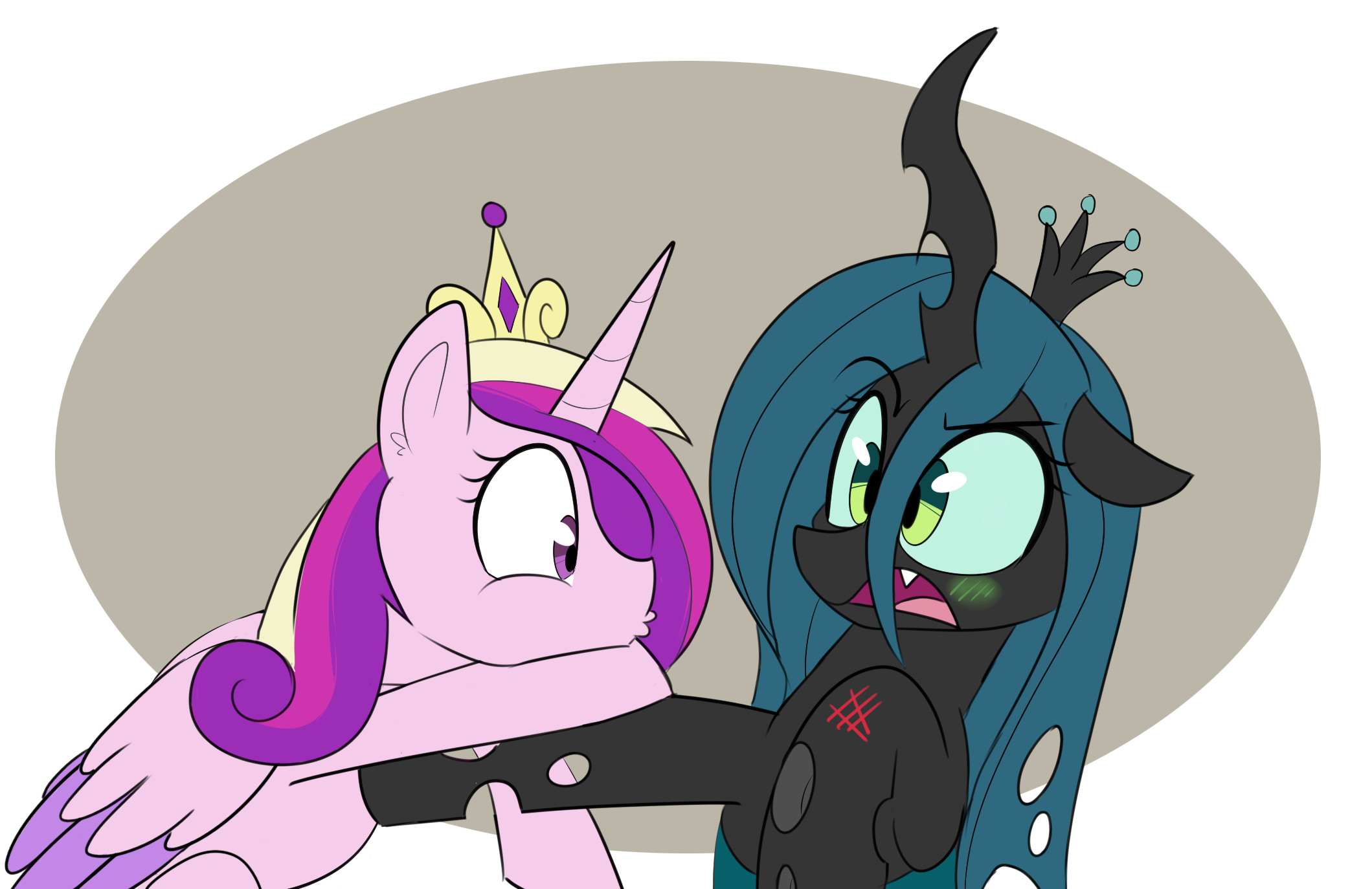 #2722589 - safe, artist:icey, princess cadance, queen chrysalis ...