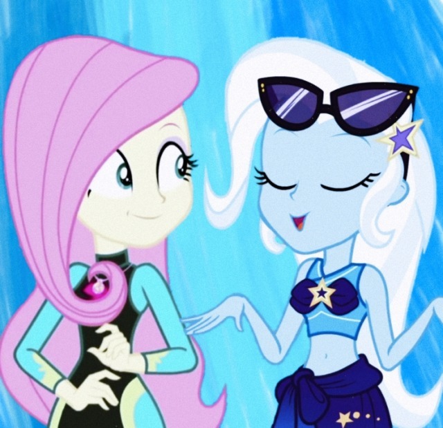 #2743217 - safe, artist:louie-green, fluttershy, trixie, equestria ...