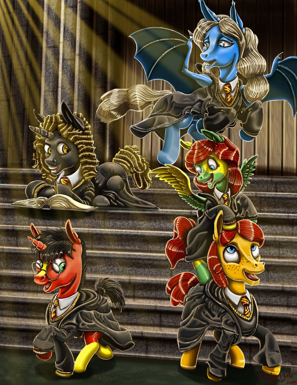 #2752645 - safe, artist:amalgamzaku, bat pony, earth pony, pegasus ...