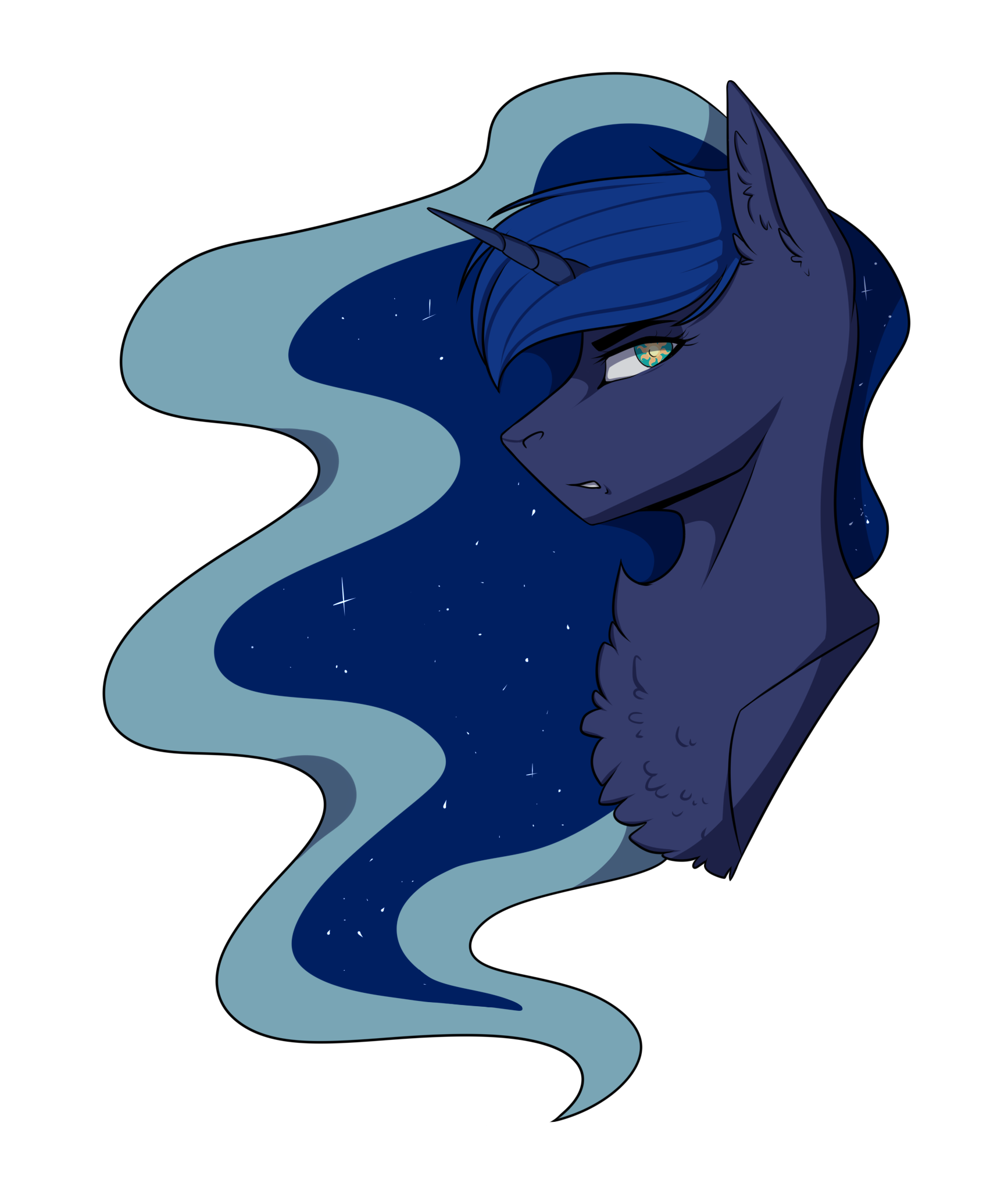#2753164 - safe, artist:lunciakkk, princess luna, alicorn, pony, bust ...