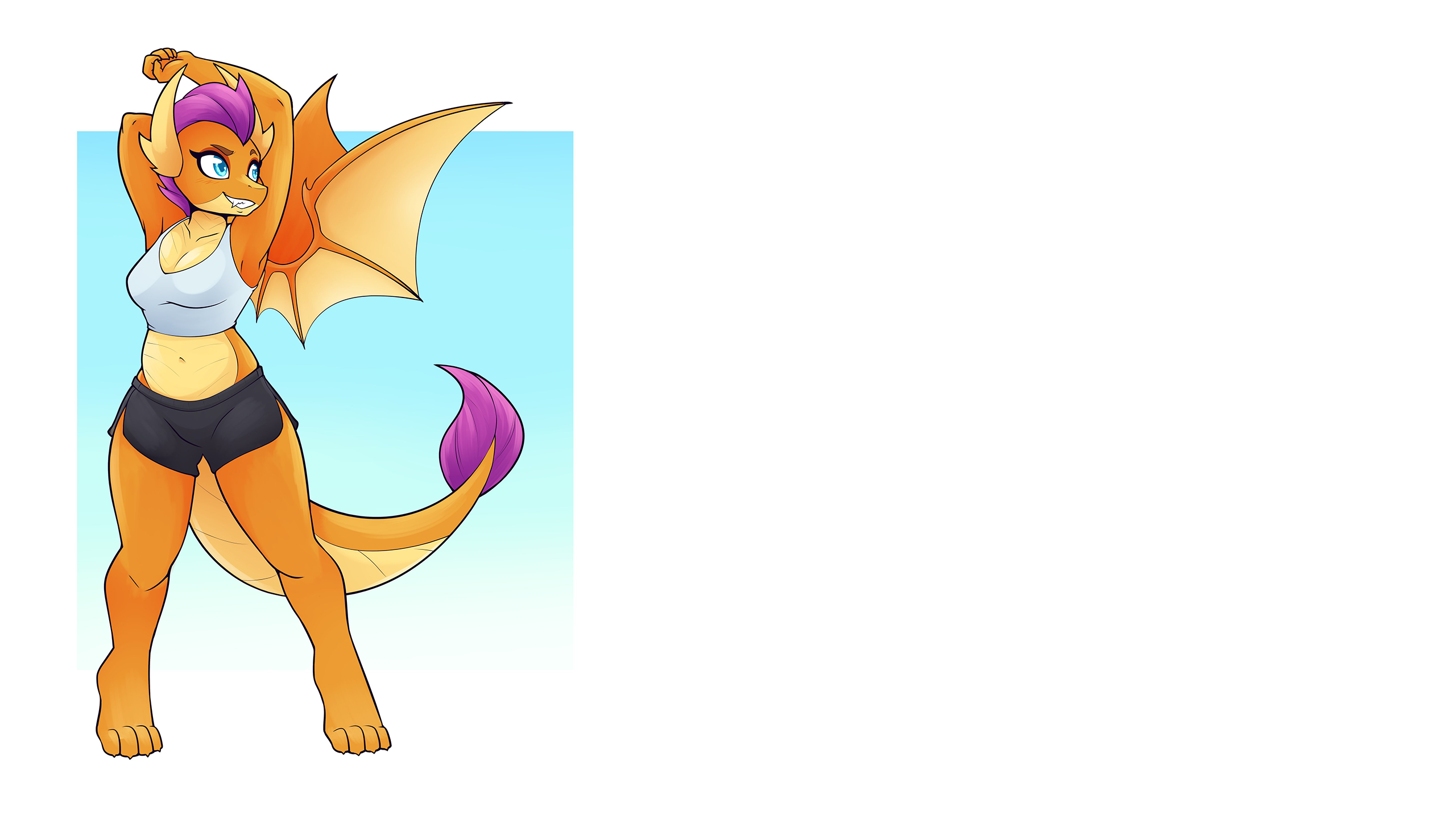 2760483 Safe Artistambris Edit Smolder Dragon Anthro Digitigrade Anthro Arm Behind