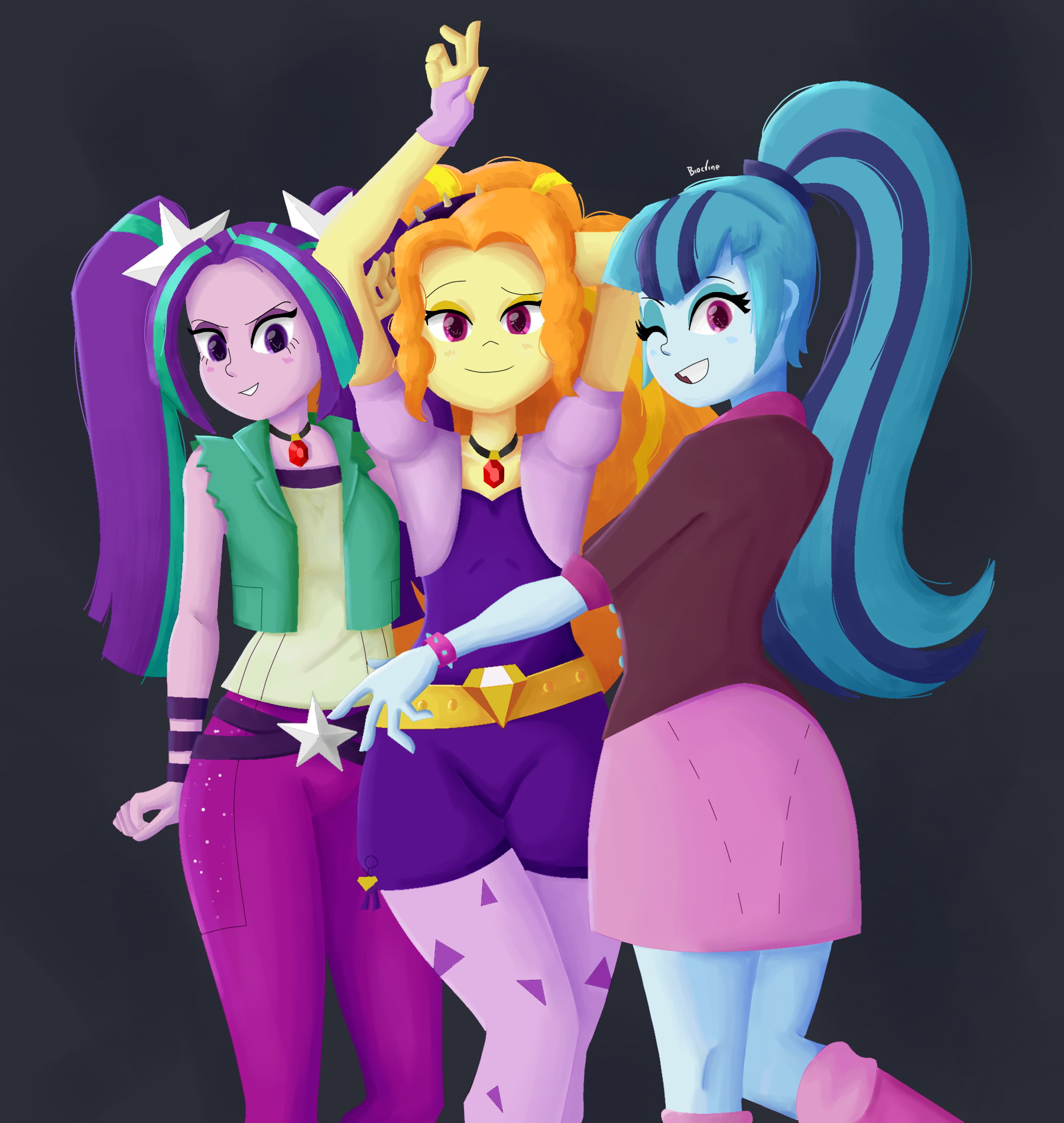 #2557597 - safe, artist:biocrine, adagio dazzle, aria blaze, sonata ...