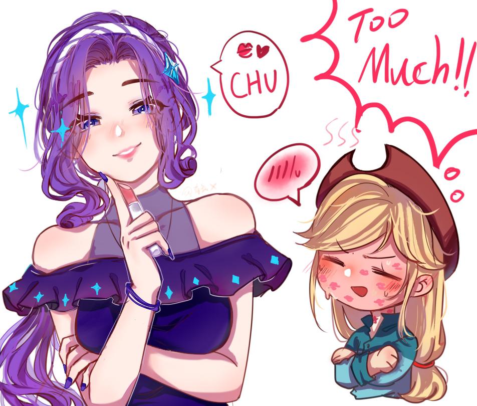 #2629482 - safe, artist:软糖奈奈, applejack, rarity, human, applejack's hat ...