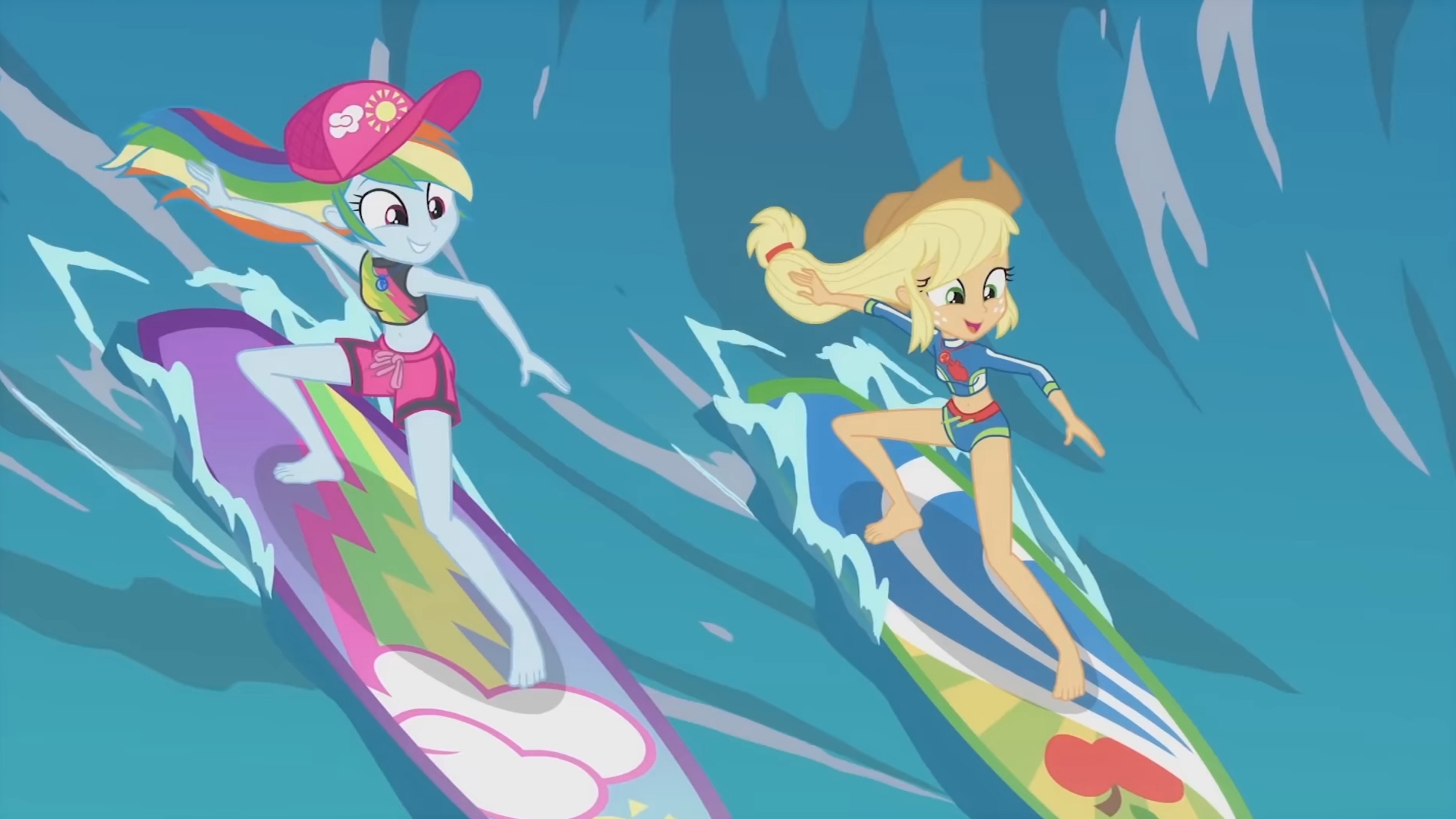 #2704224 - safe, screencap, applejack, rainbow dash, blue crushed ...