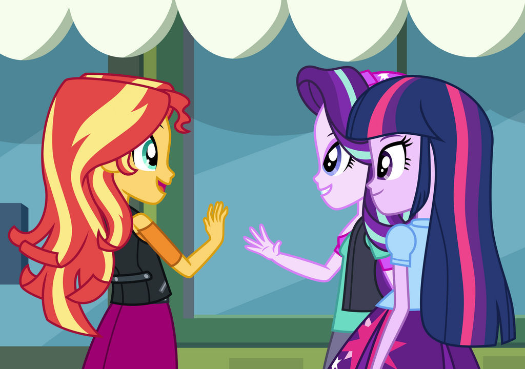#2787025 - safe, artist:emeraldblast63, starlight glimmer, sunset shimmer, twilight sparkle ...