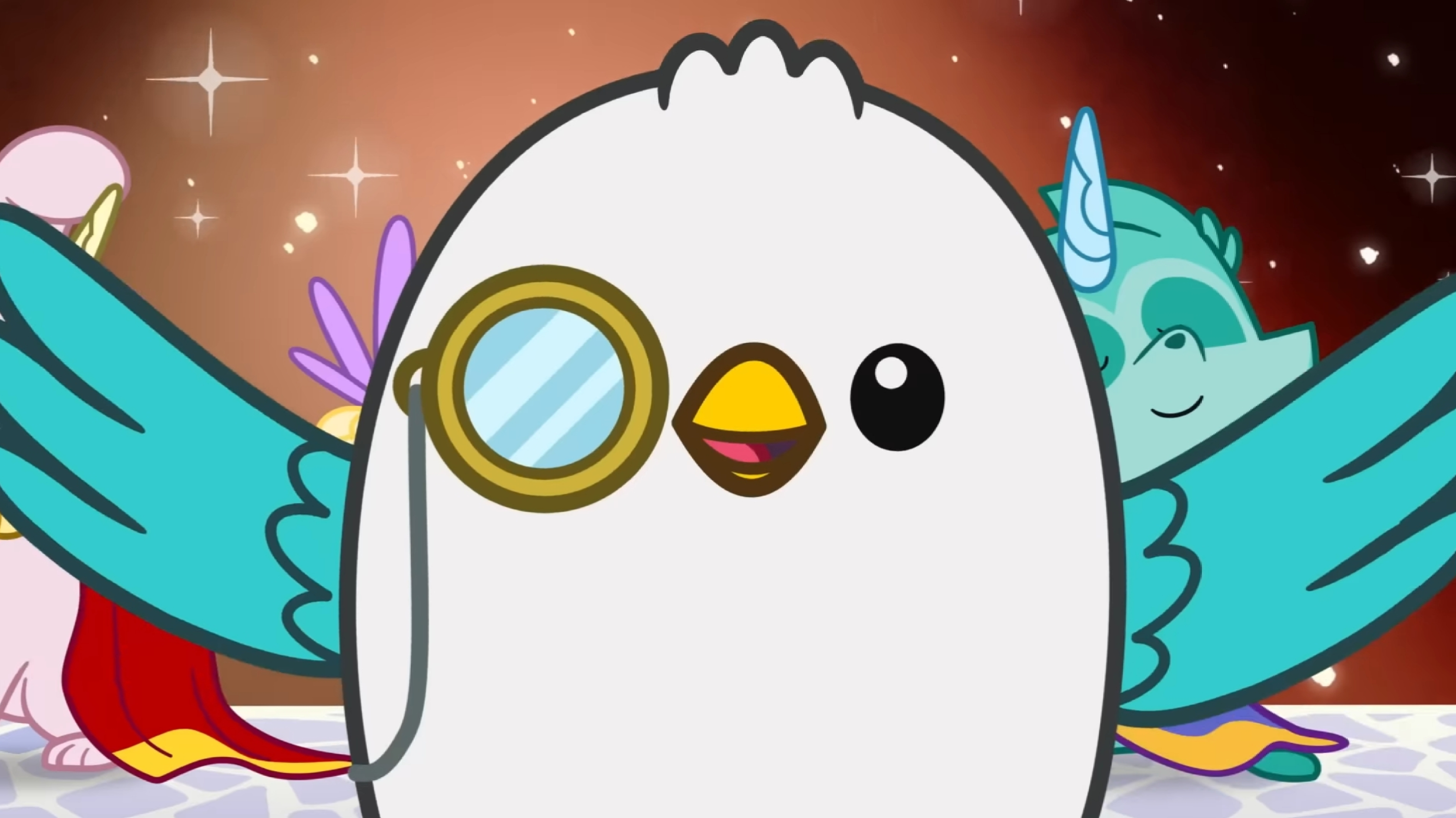 #2984903 - safe, screencap, bird, bunnicorn, rabbit, raccoon ...