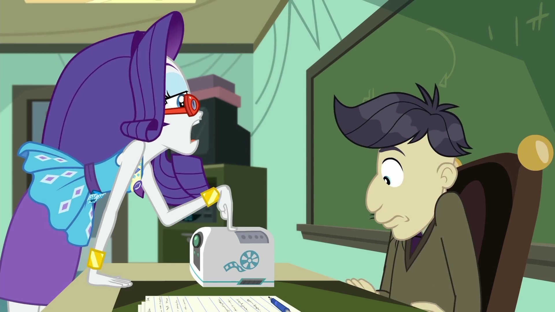 #2989754 - safe, screencap, cranky doodle donkey, rarity, human ...