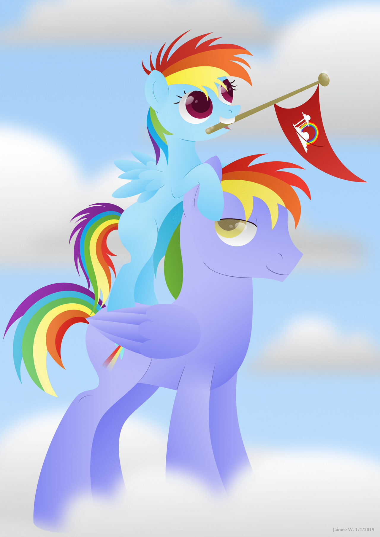 #2990141 - safe, artist:lavenderrain24, rainbow blaze, rainbow dash, pegasus, pony, g4, duo ...