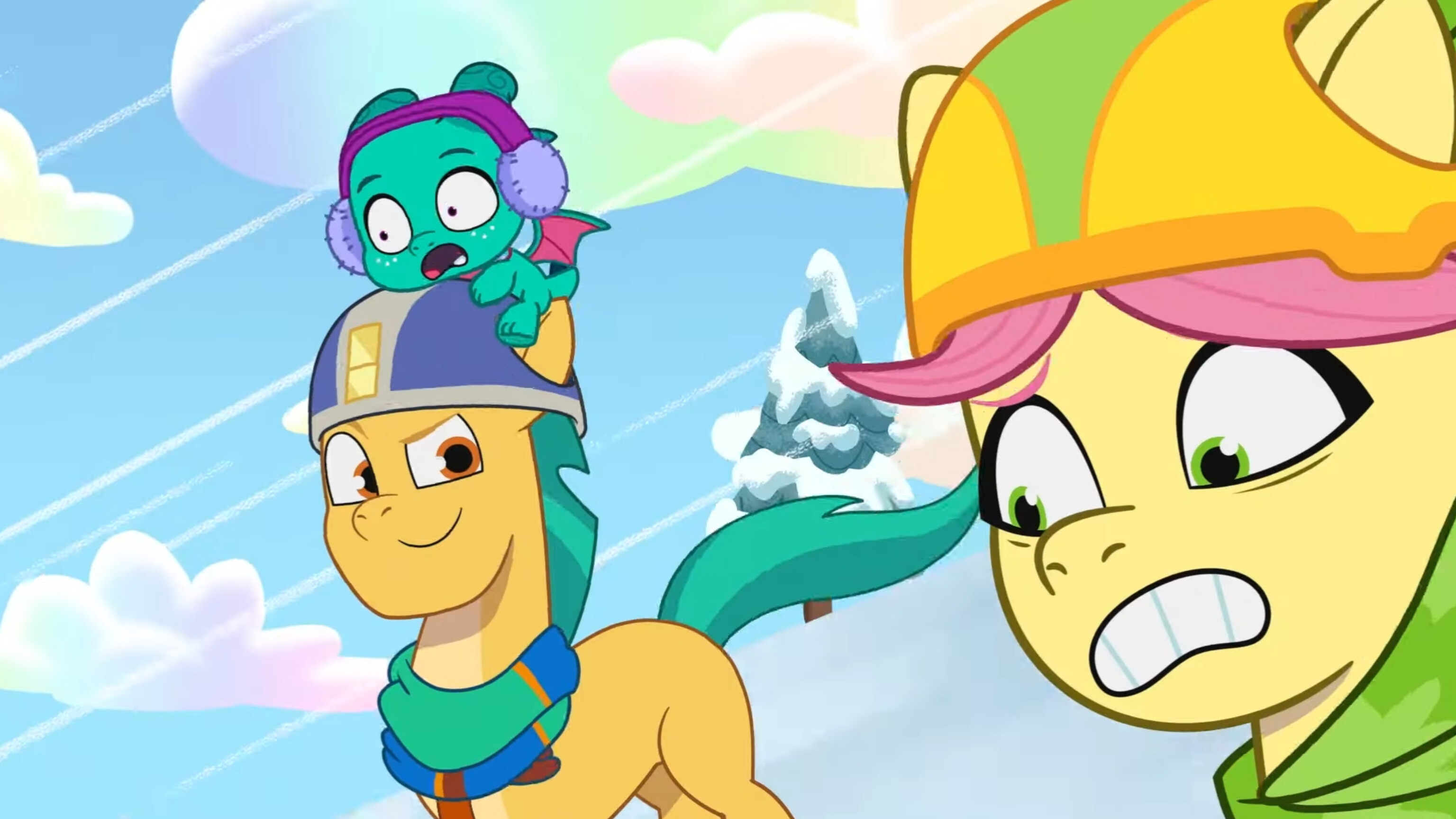 #2994771 - safe, screencap, hitch trailblazer, posey (g5), sparky sparkeroni, dragon, earth pony ...