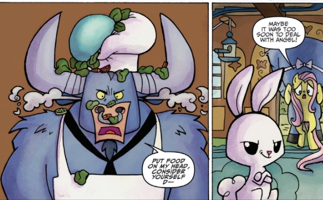 #2995703 - safe, idw, official comic, angel bunny, fluttershy, iron ...