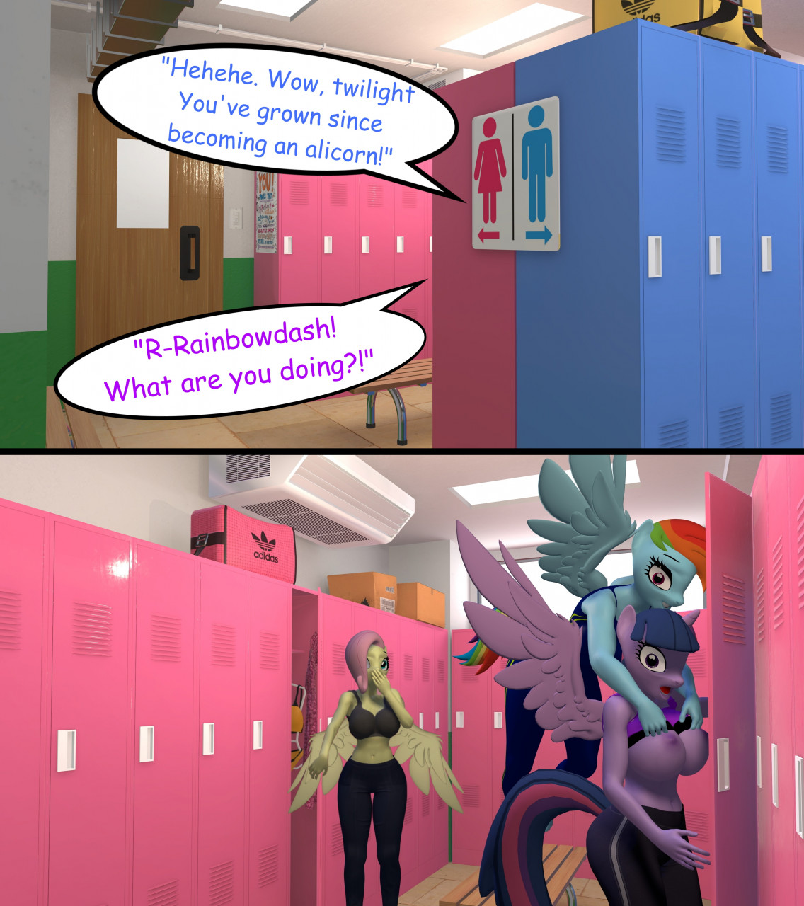 2996283 Questionable Artistkinasar Fluttershy Rainbow Dash Twilight Sparkle Alicorn