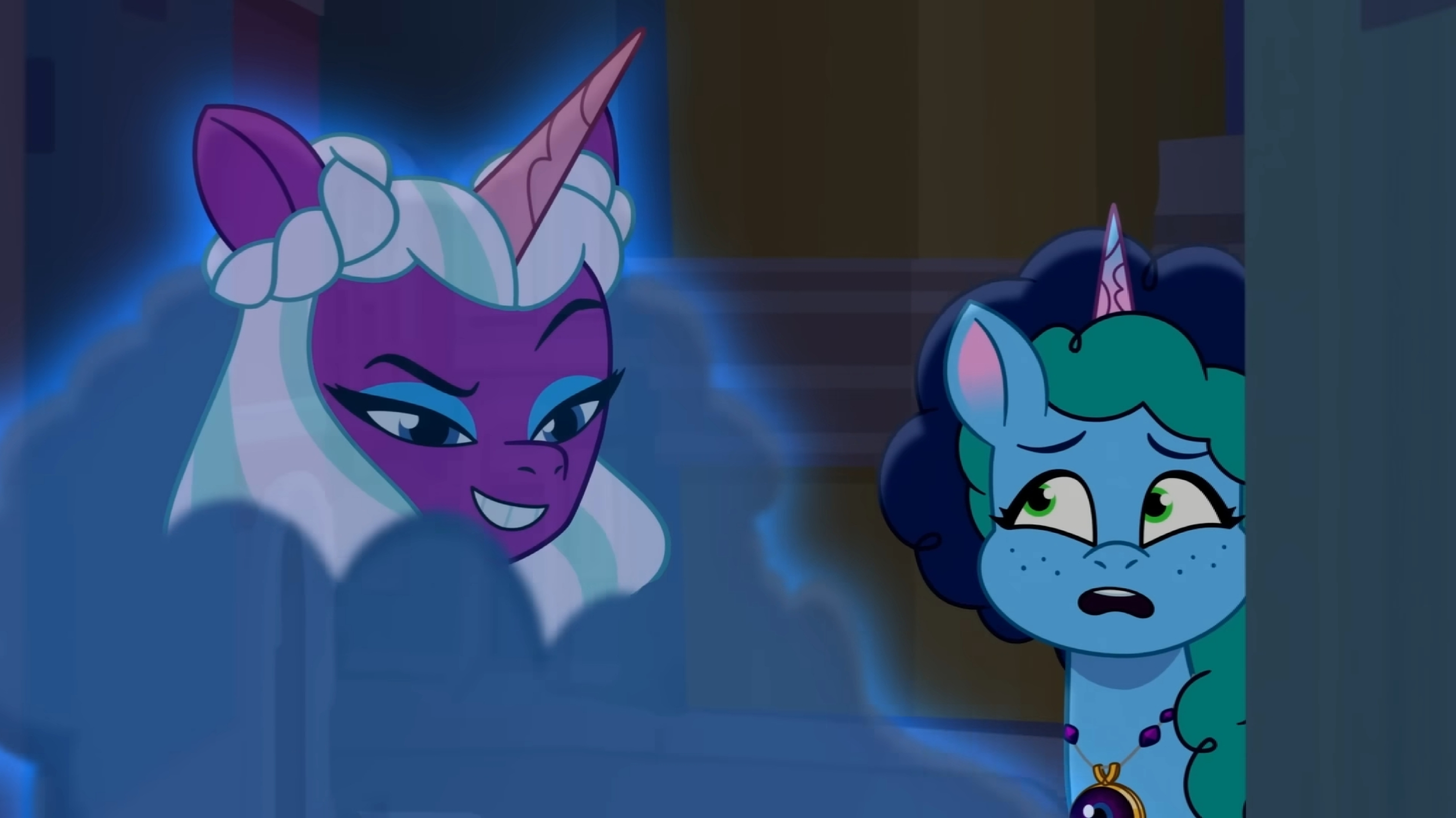 #2981399 - safe, screencap, misty, opaline, alicorn, pony, unicorn, g5, haunted house (episode ...