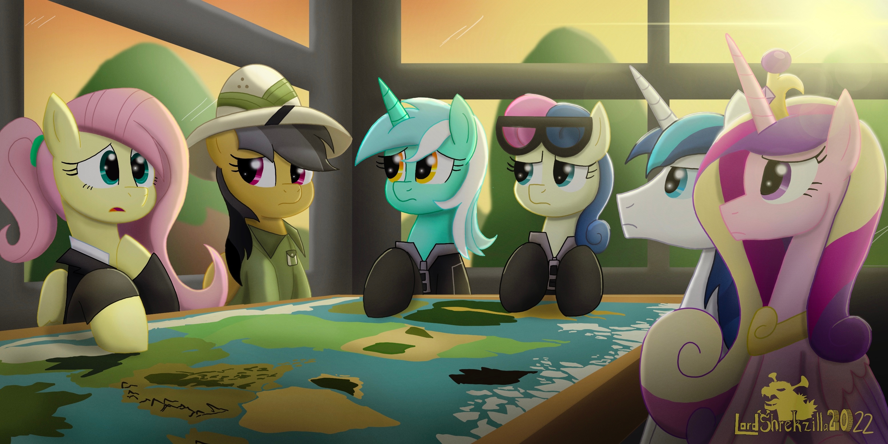 #2981825 - safe, artist:lordshrekzilla20, bon bon, daring do, fluttershy, lyra heartstrings ...