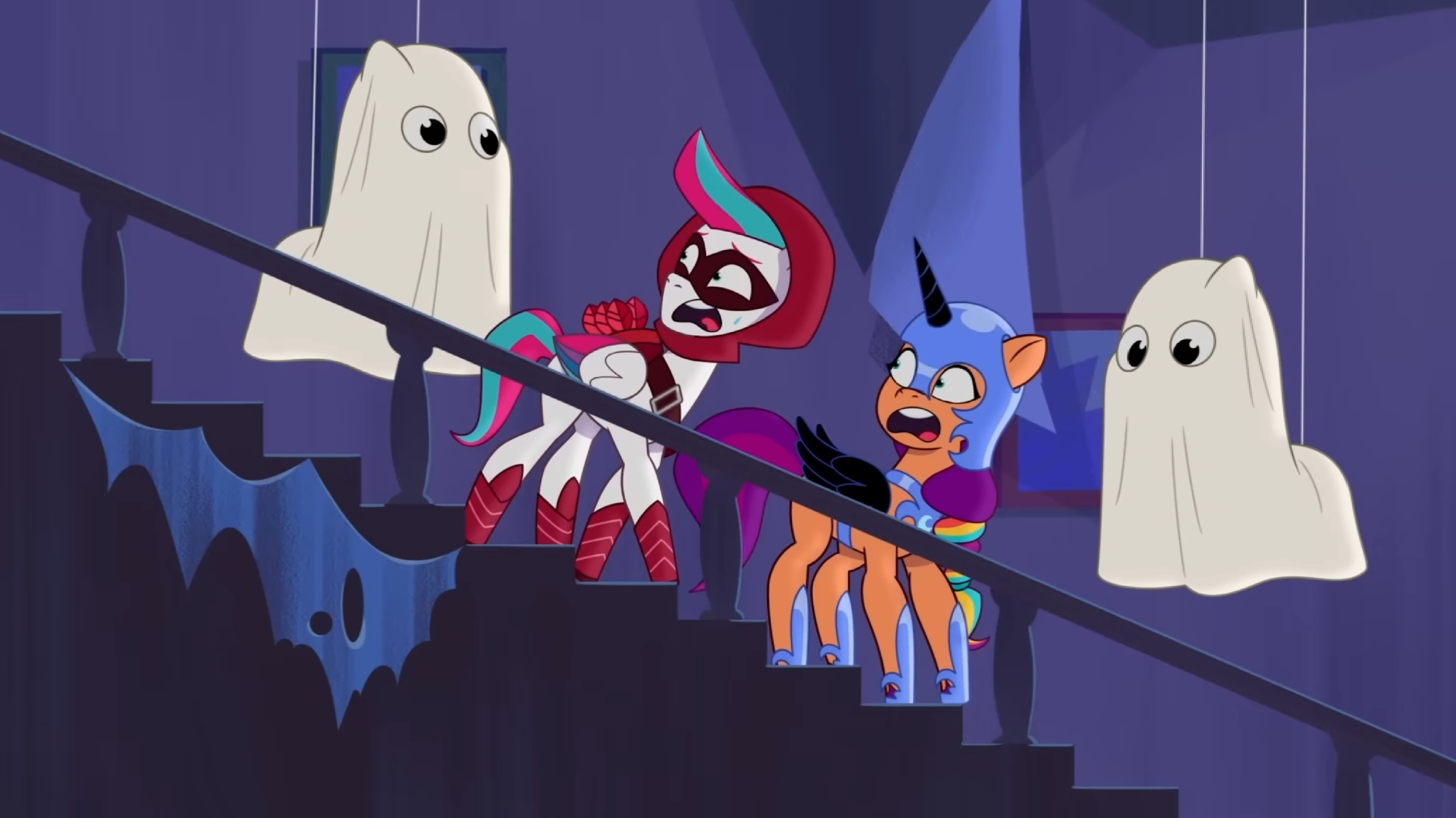 #2982094 - safe, screencap, nightmare moon, sunny starscout, zipp storm ...