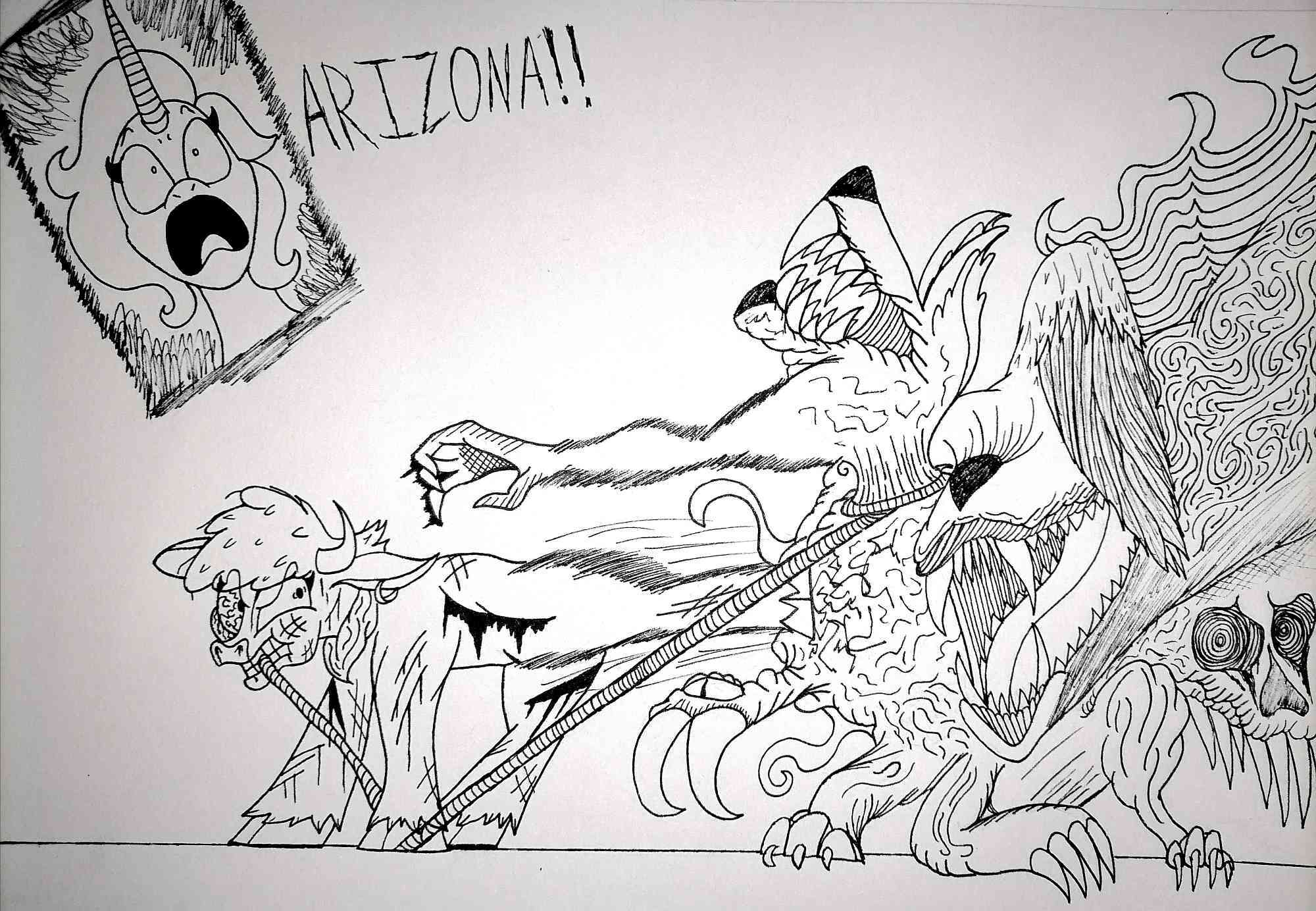 #3008764 - semi-grimdark, artist:spoopygirl, arizona (tfh), oleander (tfh), cow, unicorn, them's ...