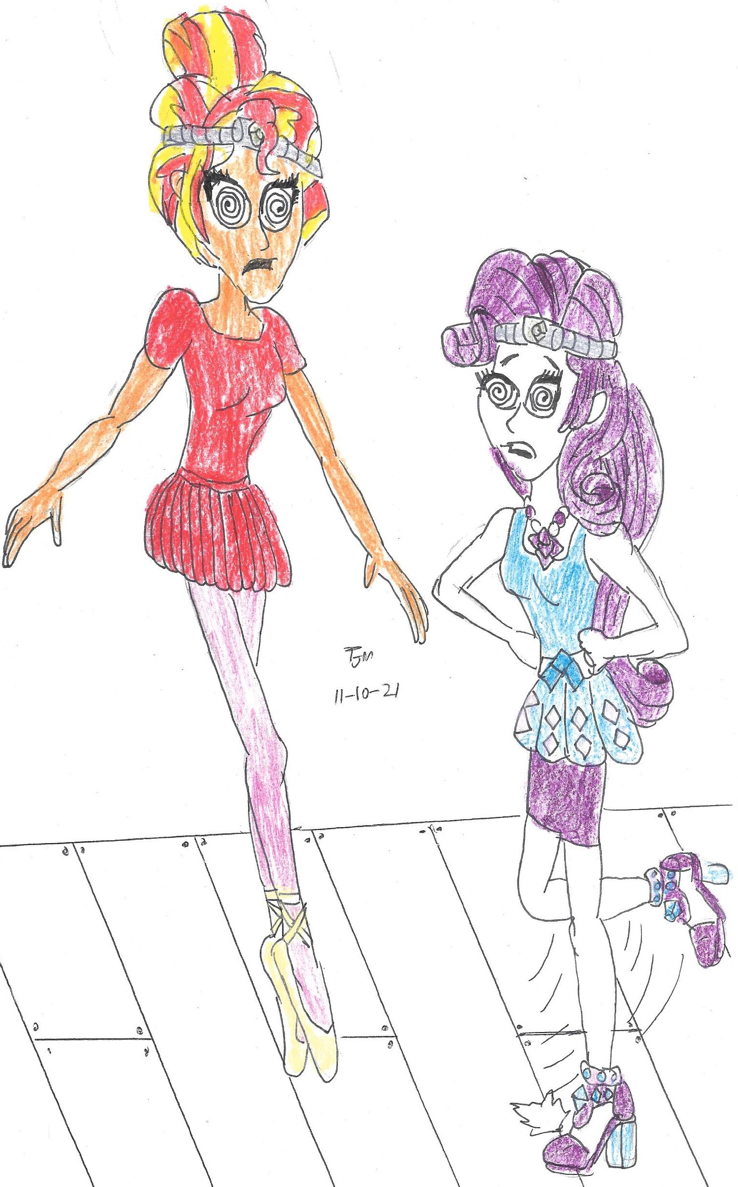 #3010117 - safe, artist:godzilla713, rarity, sunset shimmer, equestria girls, ballerina ...