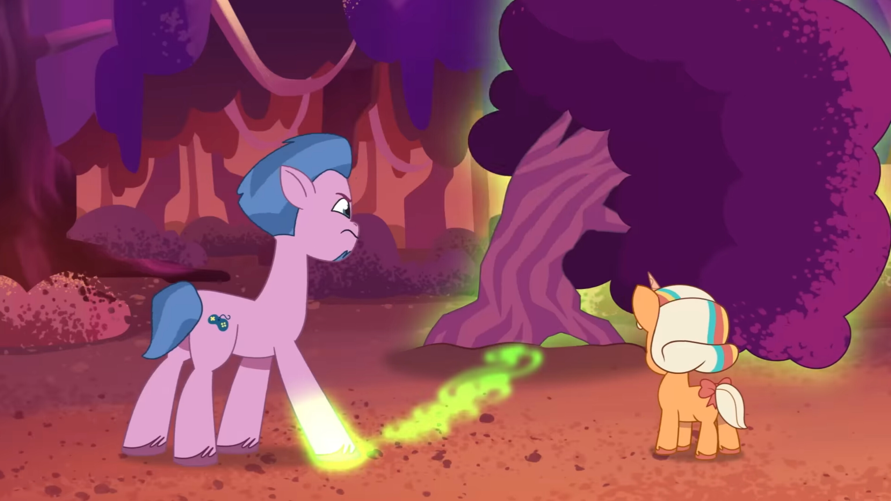 #3017478 - safe, screencap, peach fizz, earth pony, pony, unicorn, firework-ing together, g5, my ...