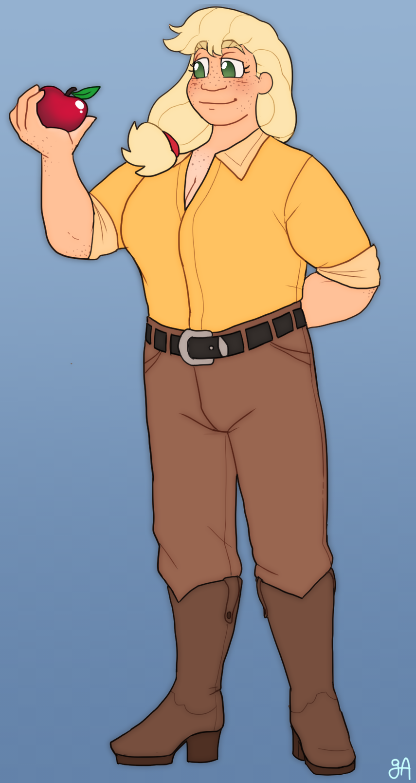#2803734 - safe, artist:greenarsonist, applejack, human, g4, apple ...
